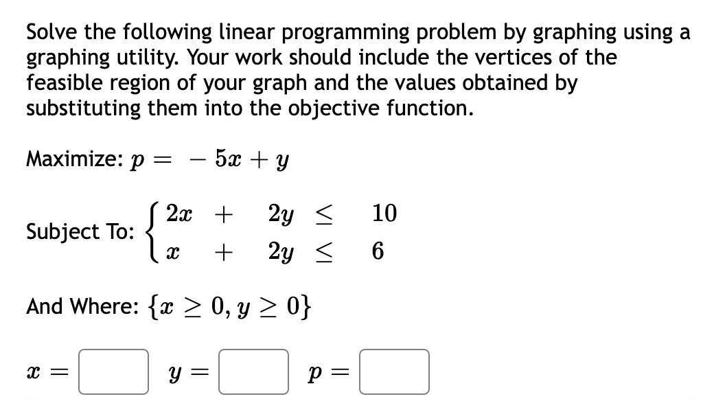 Solved Solve the following linear programming problem by | Chegg.com
