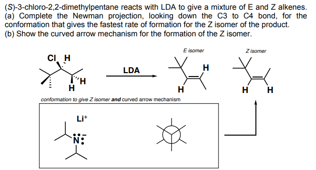 Solved (S)-3-chloro-2,2-dimethylpentane reacts with LDA to | Chegg.com