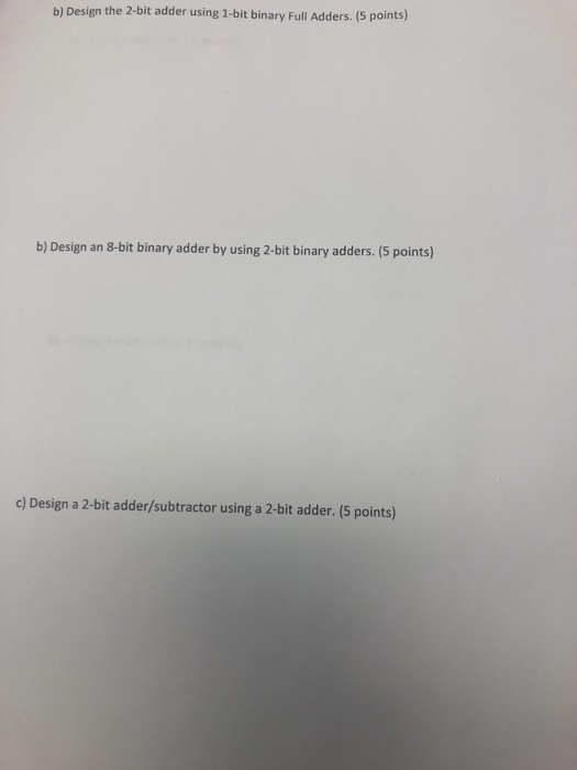 Solved b) Design the 2-bit adder using 1-bit binary Full | Chegg.com