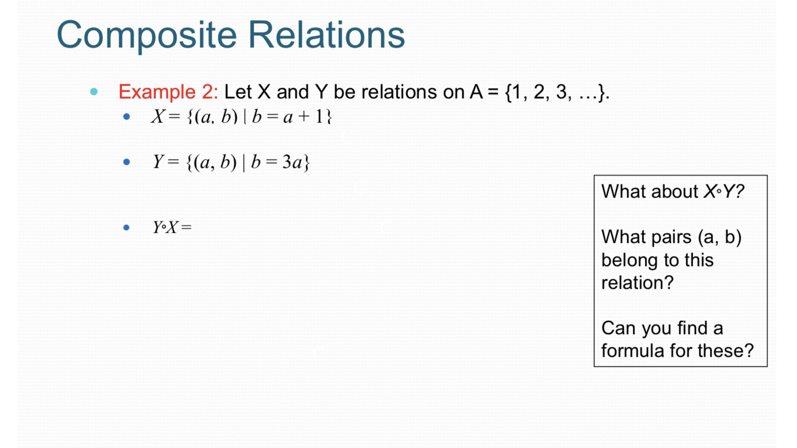 Composite Relations - Example 2: Let X and Y be | Chegg.com