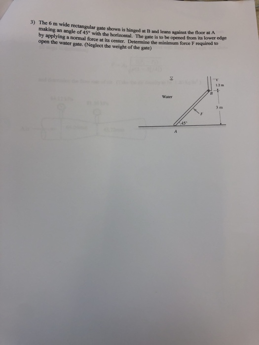 Solved 3) The 6 m wide rectangular gate shown is hinged at B | Chegg.com