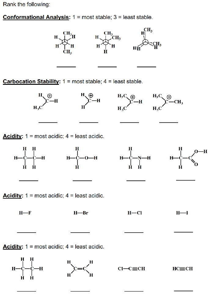 Solved Rank the following: Conformational Analysis: 1 = most | Chegg.com