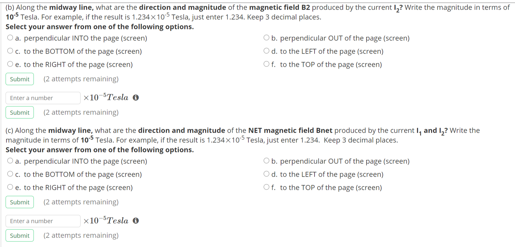 Solved (b) Along the midway line, what are the direction | Chegg.com