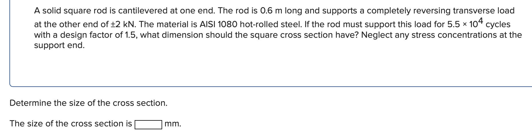 Solved A solid square rod is cantilevered at one end. The | Chegg.com