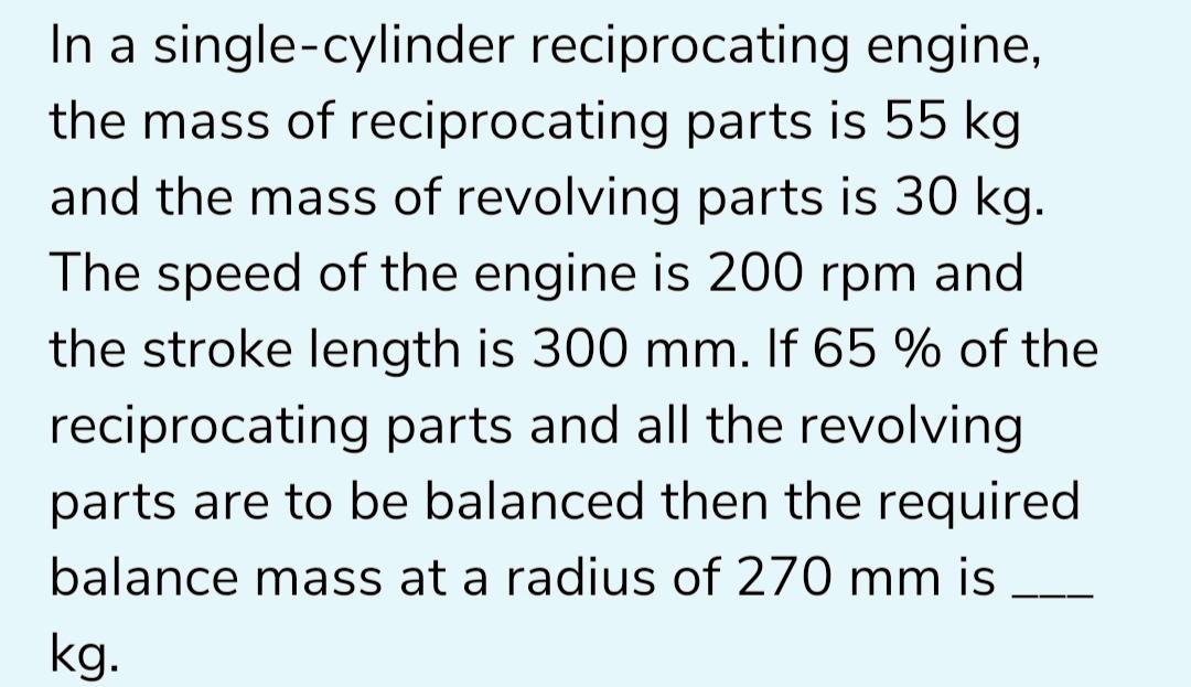 Solved In a single-cylinder reciprocating engine, the mass | Chegg.com