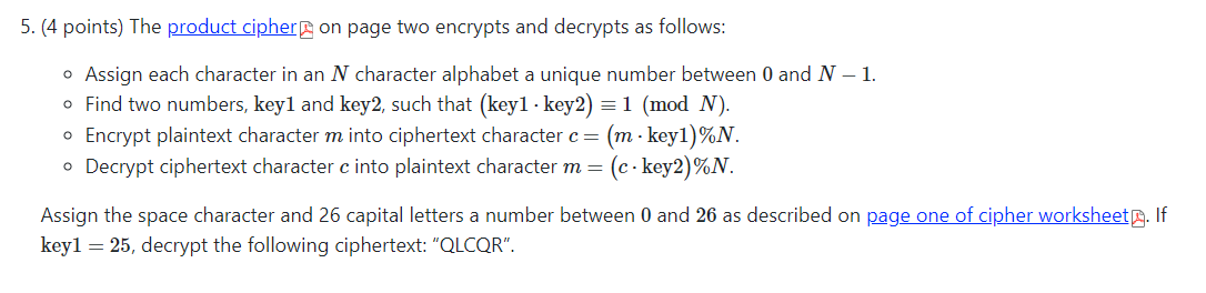 Solved 5.(4 points) The product ciphere on page two encrypts | Chegg.com