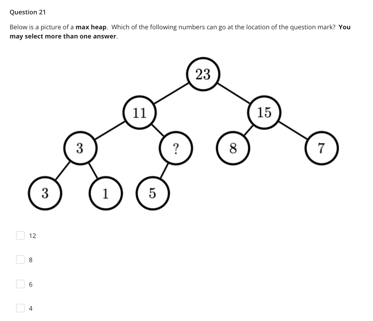 Solved Below is a picture of a max heap. Which of the | Chegg.com
