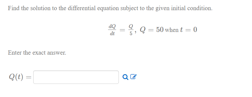 Solved Find the solution to the differential equation | Chegg.com