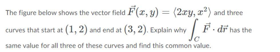 Solved = The figure below shows the vector field F(x, y) = | Chegg.com