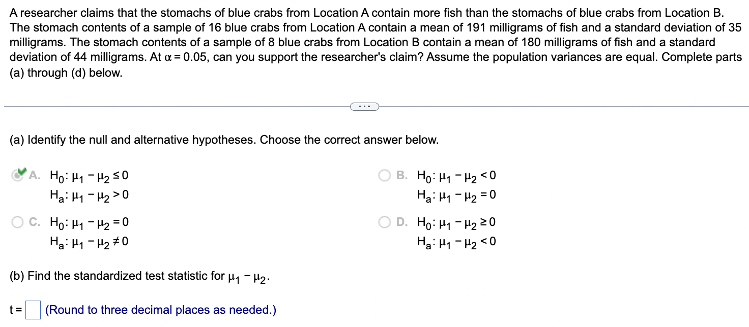 Solved B Find The Standardized Test Statistic T C 4744