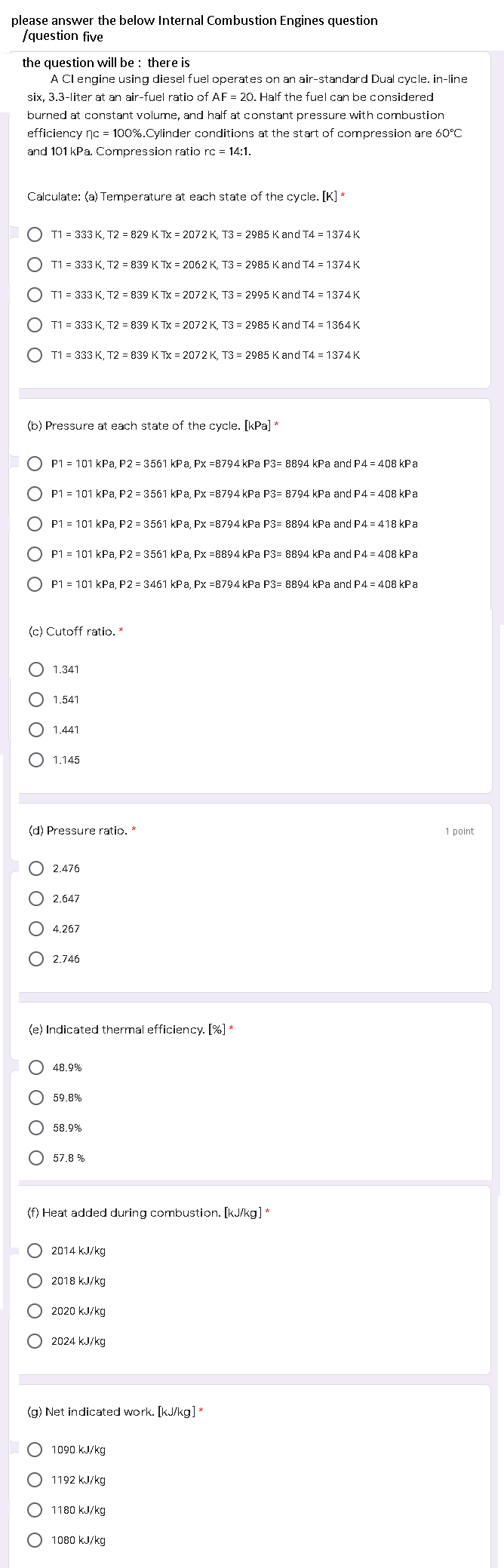 Solved please answer the below Internal Combustion Engines | Chegg.com
