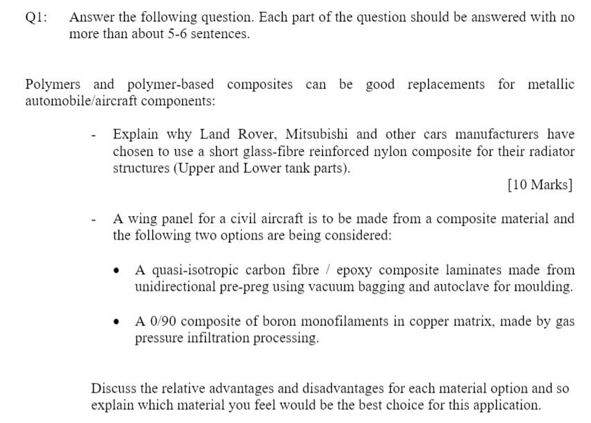 Solved Q1: Answer the following question. Each part of the | Chegg.com