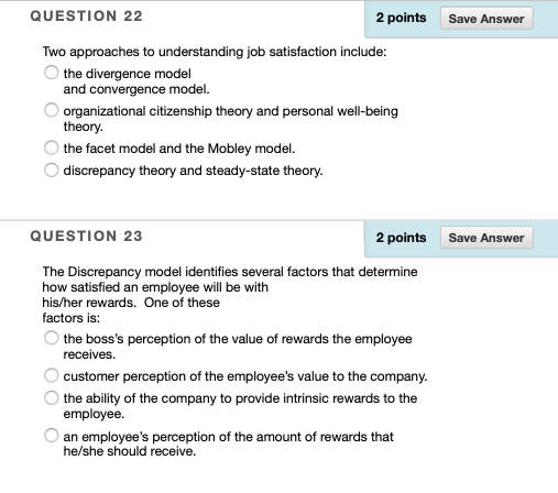 Solved Save Answer QUESTION 22 2 points Two approaches to | Chegg.com