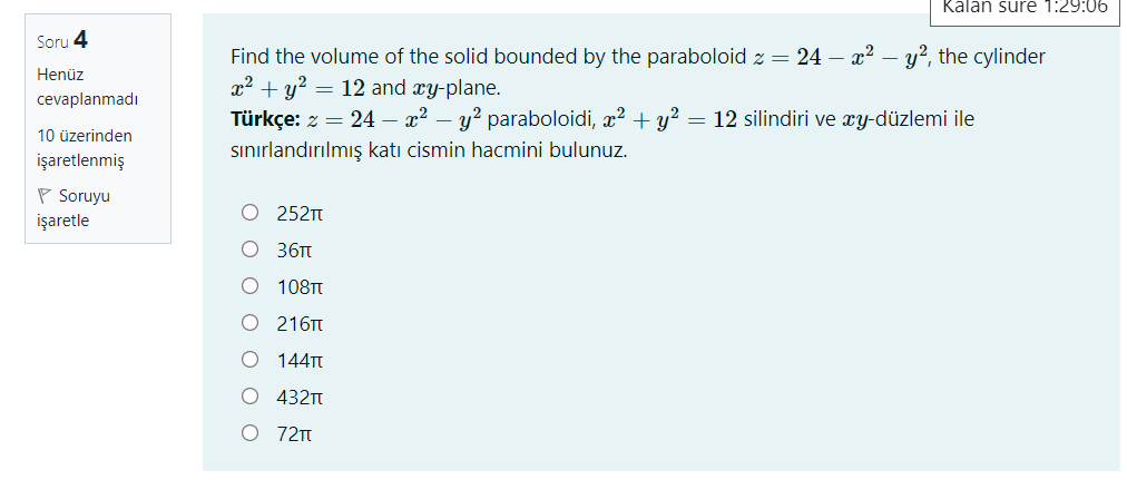 Solved Kalan sure 1:29:06 Soru 4 Henüz cevaplanmadi Find the | Chegg.com Solved Kalan sure 1:29:06 Soru 4 Henüz cevaplanmadi Find the | Chegg.com