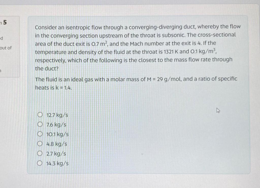 Solved Consider an isentropic flow through a | Chegg.com