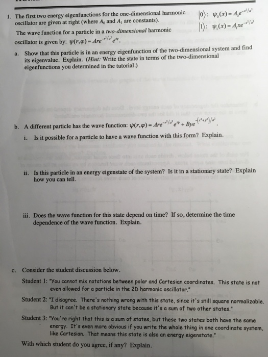 Solved first two energy eigenfunctions for the | Chegg.com