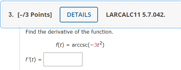 Solved Find the derivative of the function. f(t) = | Chegg.com