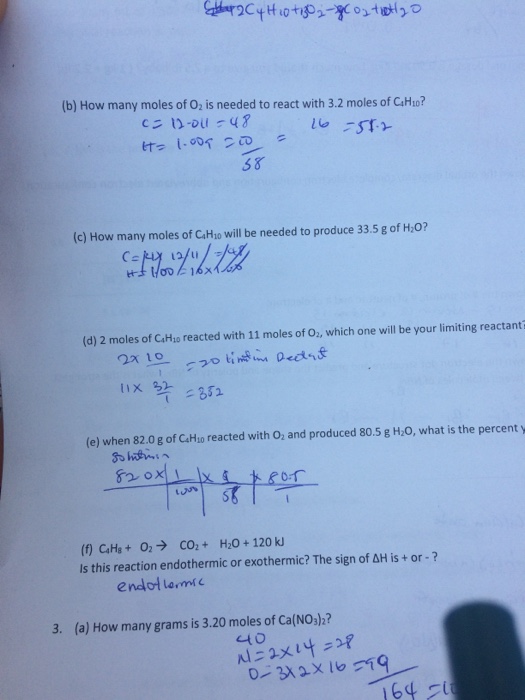 Solved (b) How many moles of O2 is needed to react with 3.2 | Chegg.com