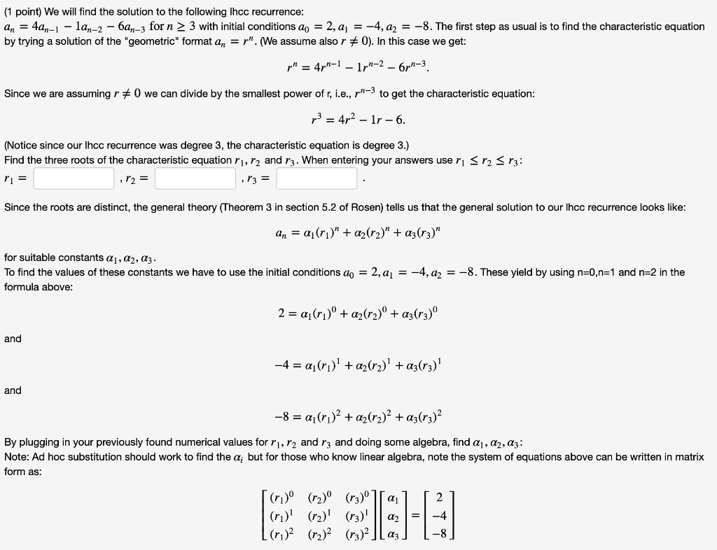 Solved ( 1 point) We will find the solution to the following | Chegg.com
