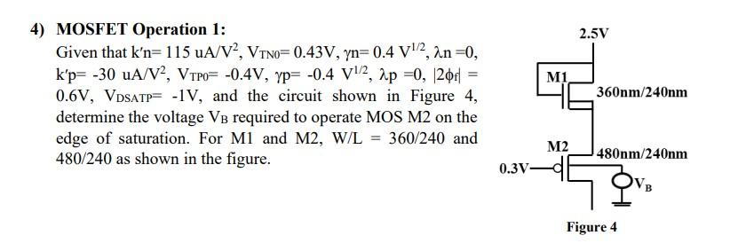 The drain voltage of the pmos is unknown, but not | Chegg.com