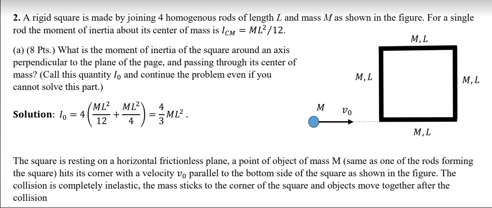 Solved 2. A rigid square is made by joining 4 homogenous | Chegg.com