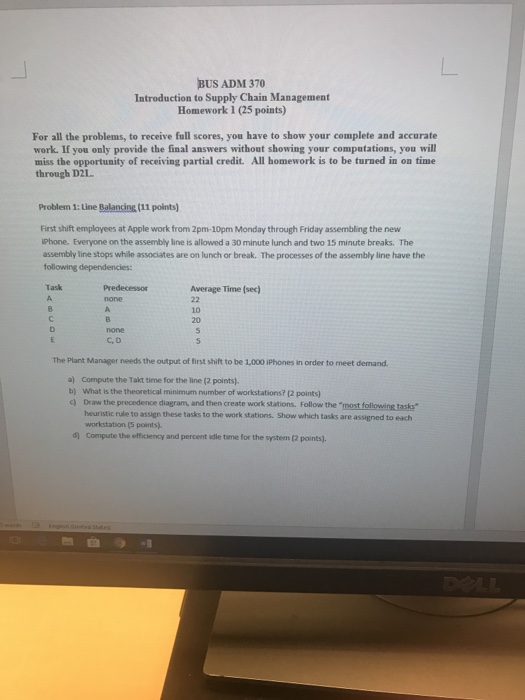 Solved BUS ADM 370 Introduction to Supply Chain Management | Chegg.com