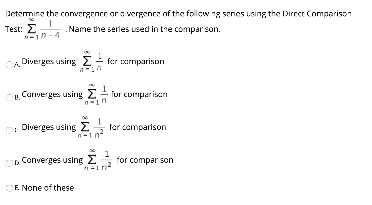 Solved 0 Determine the convergence or divergence of the | Chegg.com