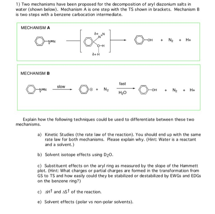 Solved 1) Two mechanisms have been proposed for the | Chegg.com