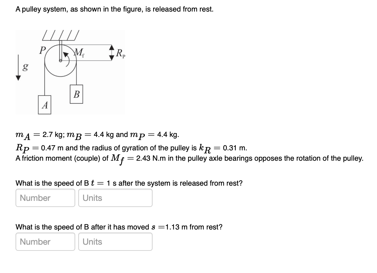 Solved A pulley system, as shown in the figure, is released | Chegg.com