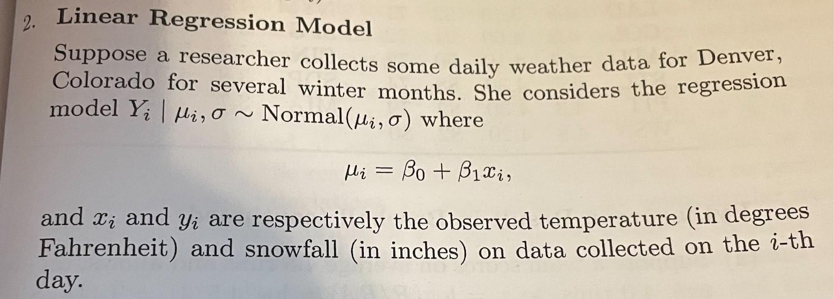 2. Linear Regression Model Suppose a researcher | Chegg.com