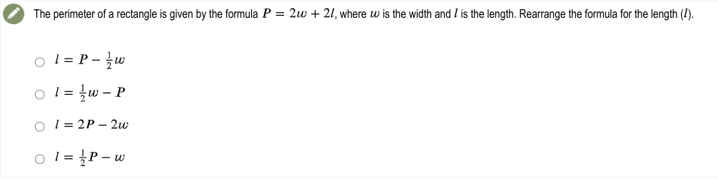 Solved The perimeter of a rectangle is given by the formula | Chegg.com