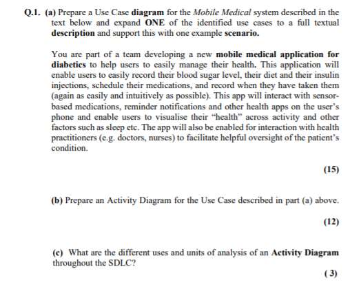 Q.1. (a) Prepare a Use Case diagram for the Mobile | Chegg.com