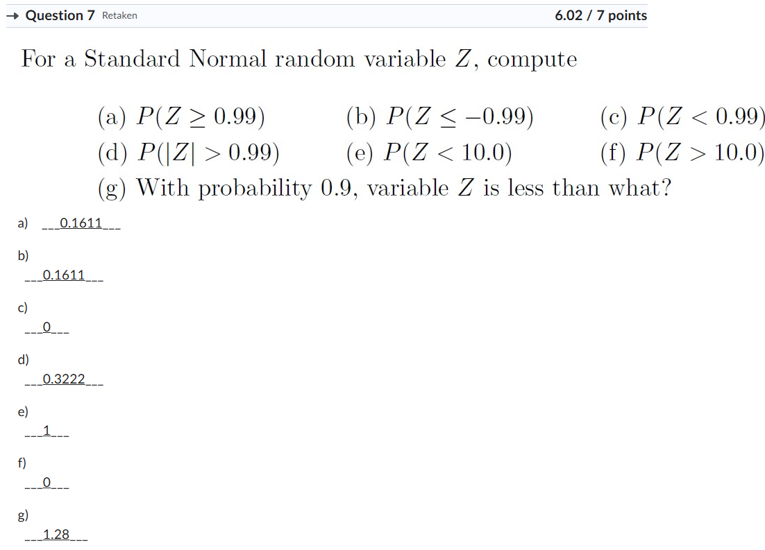 Solved For a Standard Normal random variable Z, | Chegg.com