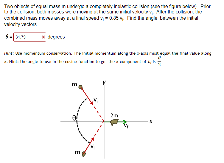 Solved Two objects of equal mass m ﻿undergo a completely | Chegg.com