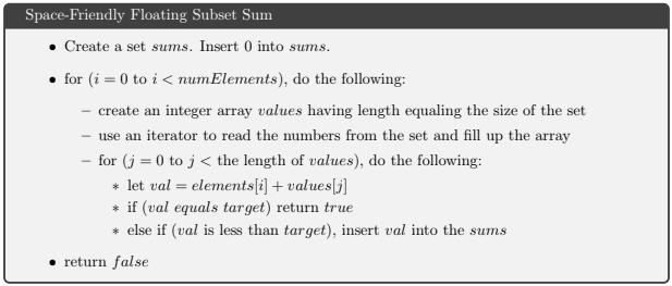 Solved - Create a set sums. Insert 0 into sums. - for ( i=0 | Chegg.com