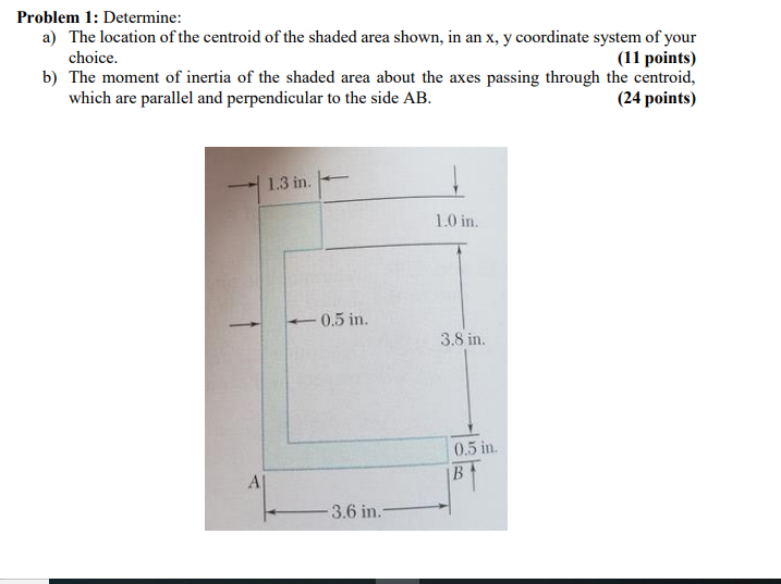 Solved Problem 1: Determine: a) The location of the centroid | Chegg.com