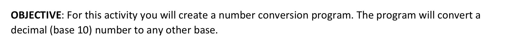 Solved OBJECTIVE: For this activity you will create a number | Chegg.com