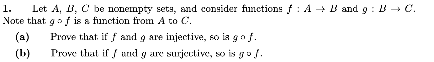 Solved 1. Let A,B,C be nonempty sets, and consider functions | Chegg.com