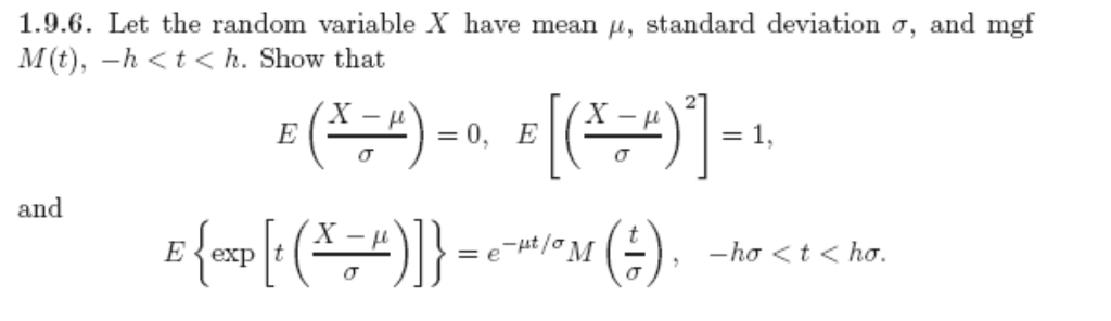 Solved 1.9.6. Let the random variable X have mean μ, | Chegg.com