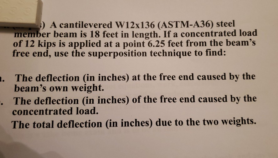Solved 3) A cantilevered W12x136 (ASTM-A36) steel member | Chegg.com