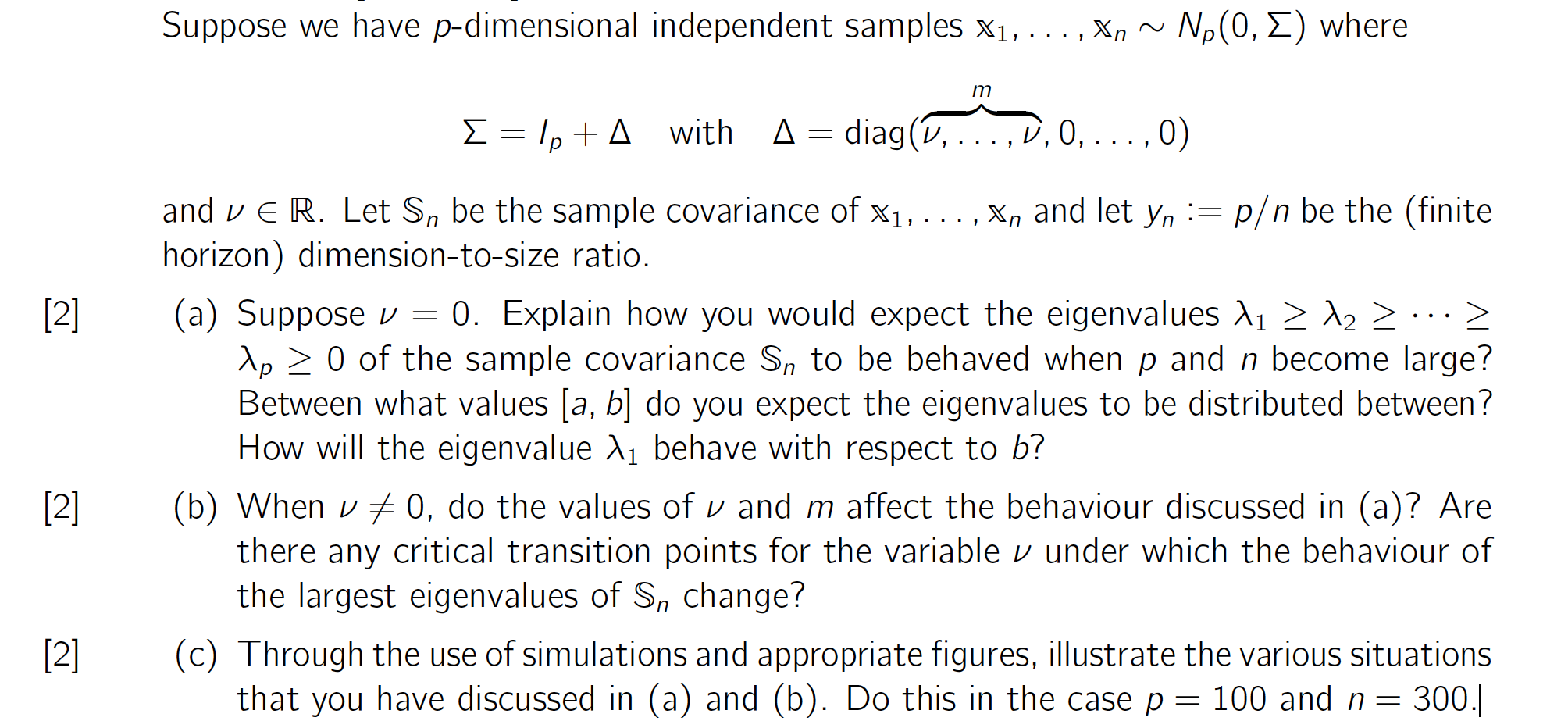 Suppose we have p-dimensional independent samples | Chegg.com