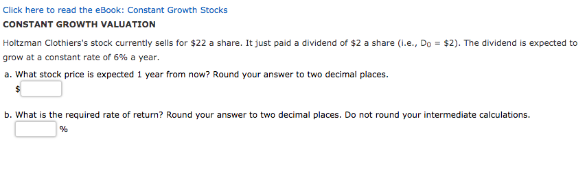 Solved Click here to read the eBook: Constant Growth Stocks | Chegg.com