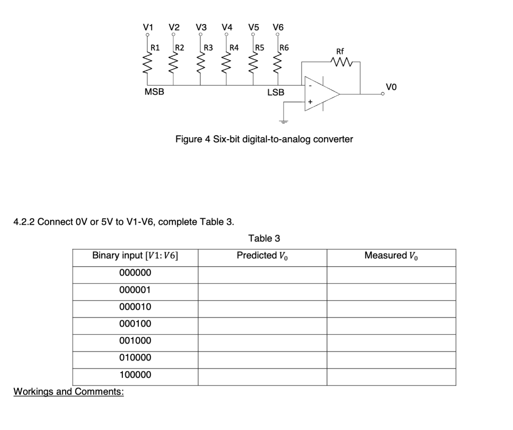 4.2.1 Construct the Six-bit digital-to-analog | Chegg.com