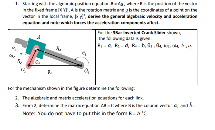 Solved 1. Starting with the algebraic position equation | Chegg.com