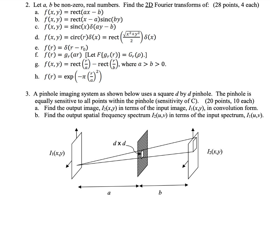 Solved 2. Let a,b be non-zero, real numbers. Find the 2D | Chegg.com