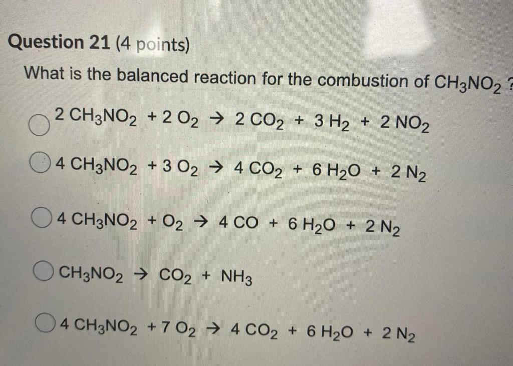 Solved Question 21 (4 points) What is the balanced reaction | Chegg.com
