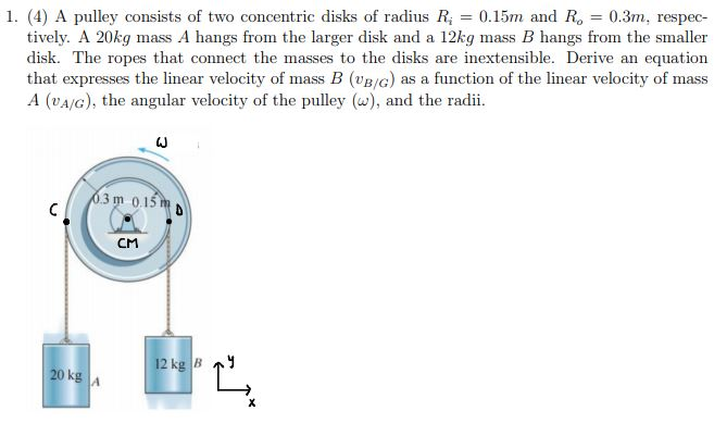 Solved 1. (4) A pulley consists of two concentric disks of | Chegg.com