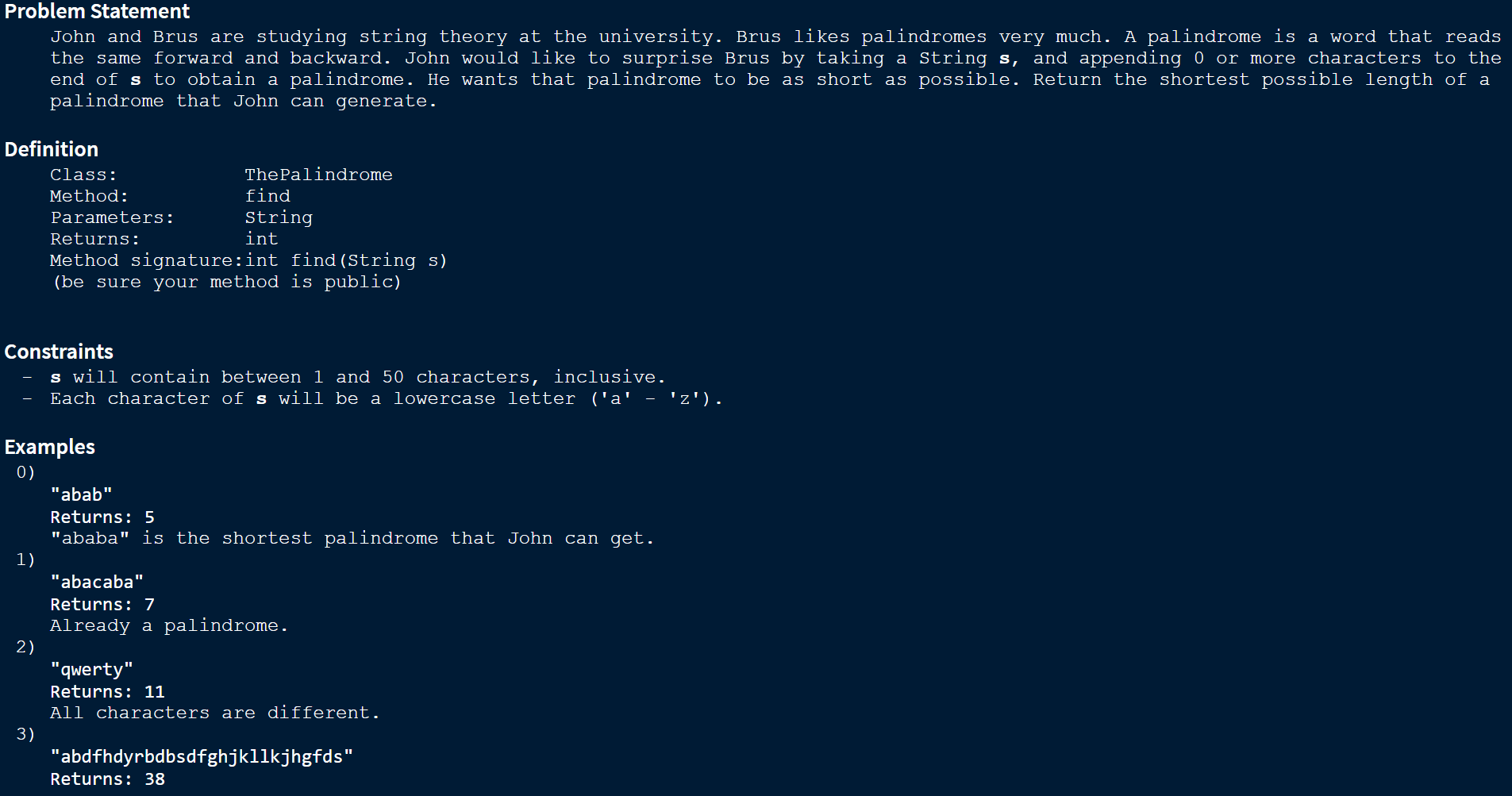 Solved Problem Statement John and Brus are studying string | Chegg.com