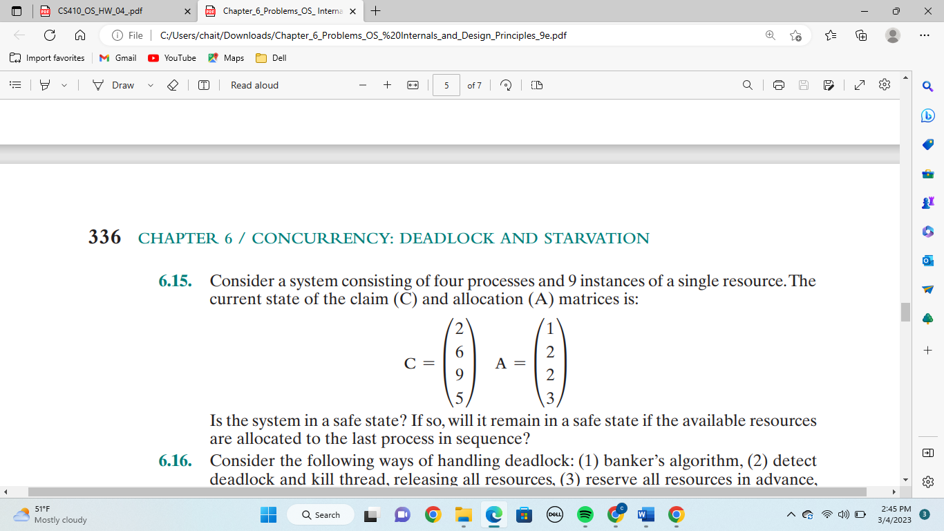 Solved 6.15. Consider a system consisting of four processes | Chegg.com