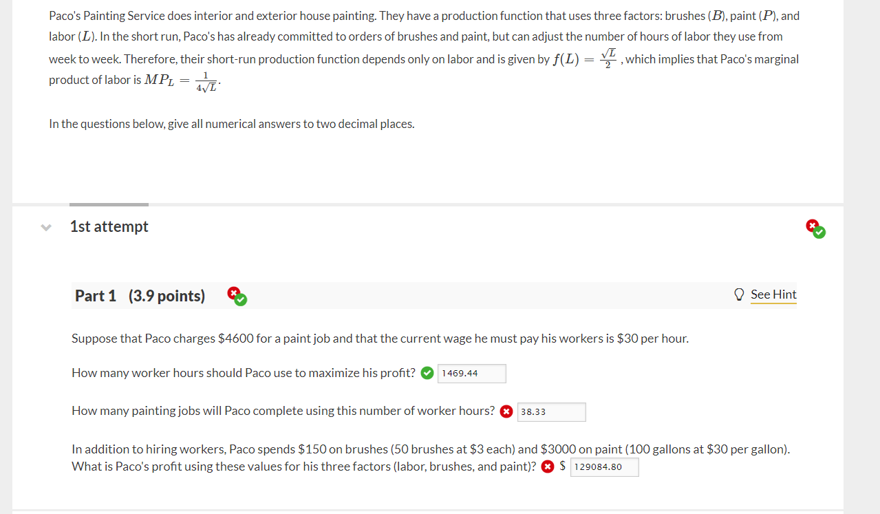 Solved Paco's Painting Service does interior and exterior | Chegg.com